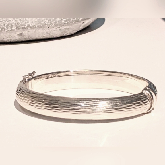 Milor | Jewelry | Milor Sterling Silver Halfdomed Diamond Cut Bangle Nwot | Poshmark